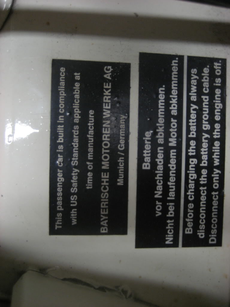 Under Hood Labels And Stickers - BMW 2002 and other '02 - 2002FAQ