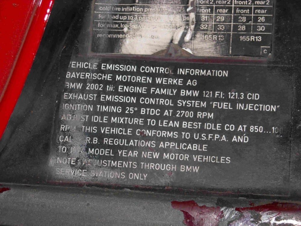 1974 Tii Emission Sticker - BMW 2002 and other '02 - 2002FAQ