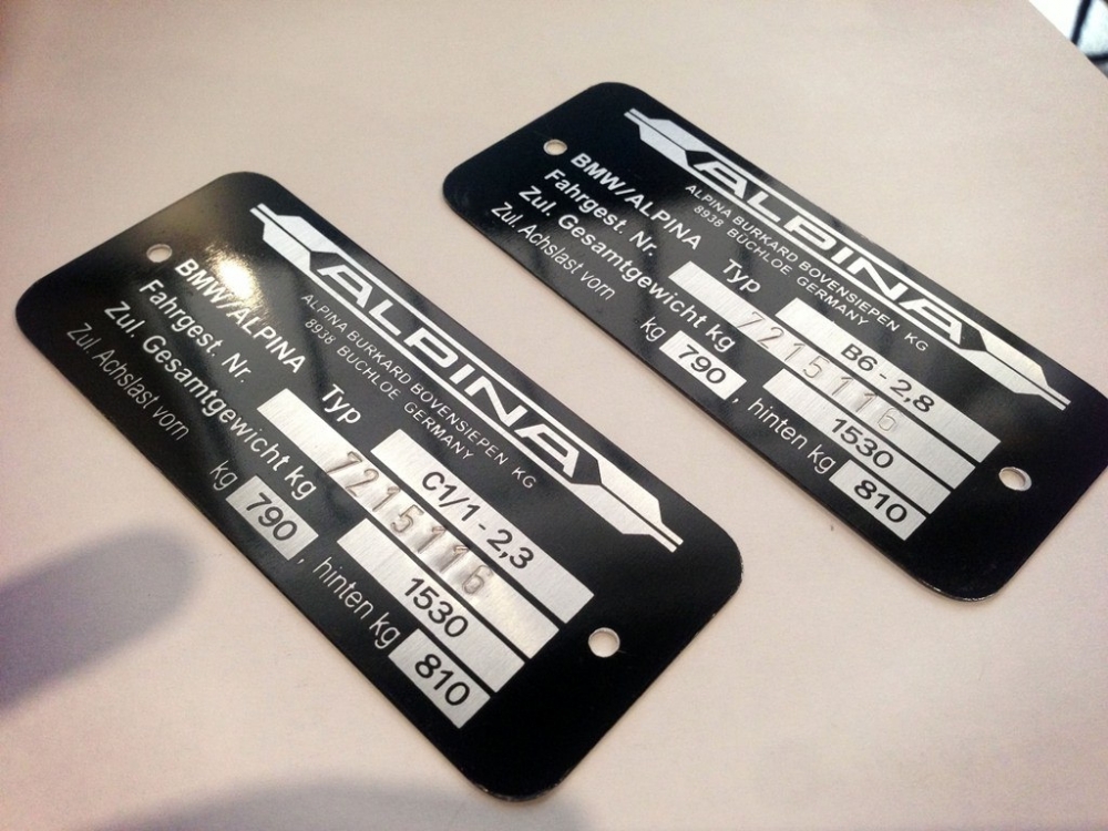 Alpina VIN plate printing - BMW 2002 and other '02 - 2002FAQ