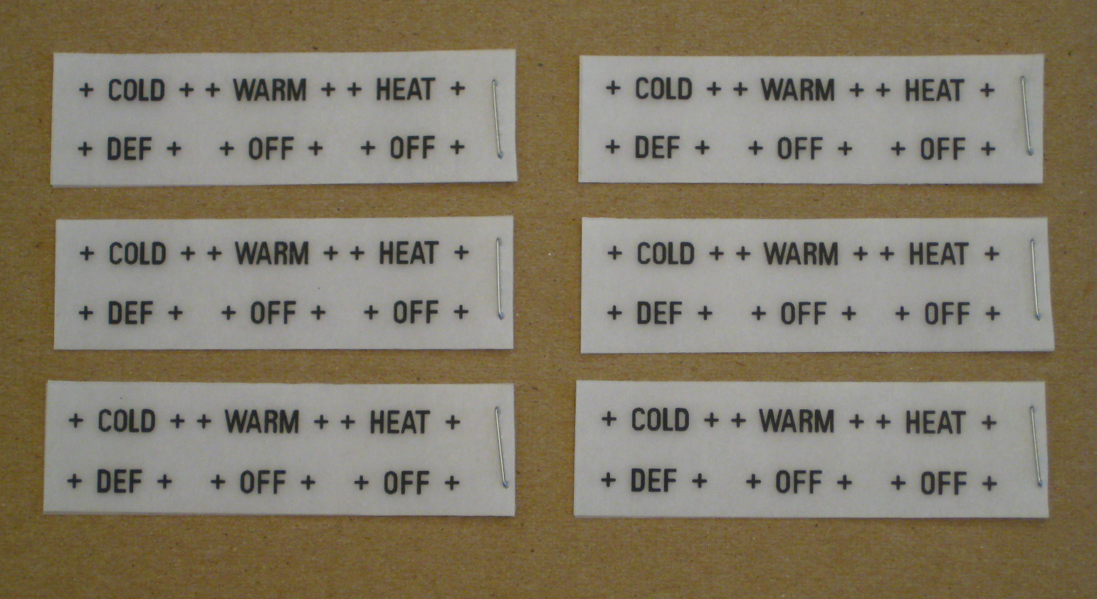 Heater Control Bezel Decal Set |﻿ Miscellaneous