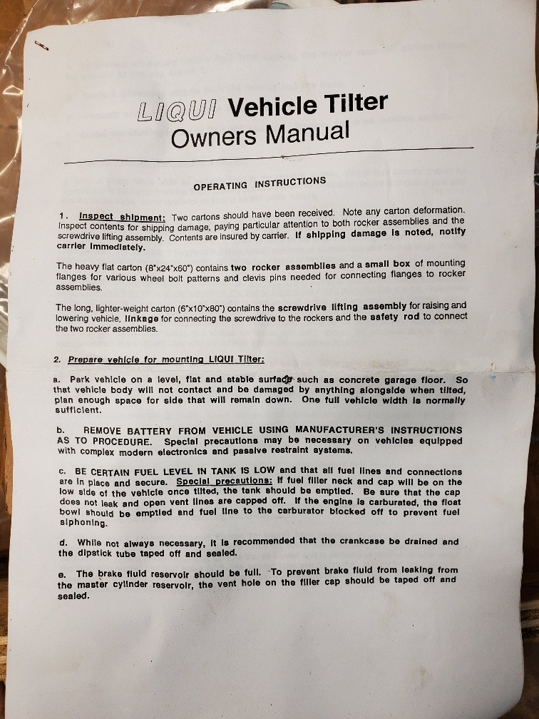 LIQUI Vehicle Tilter |﻿ Miscellaneous