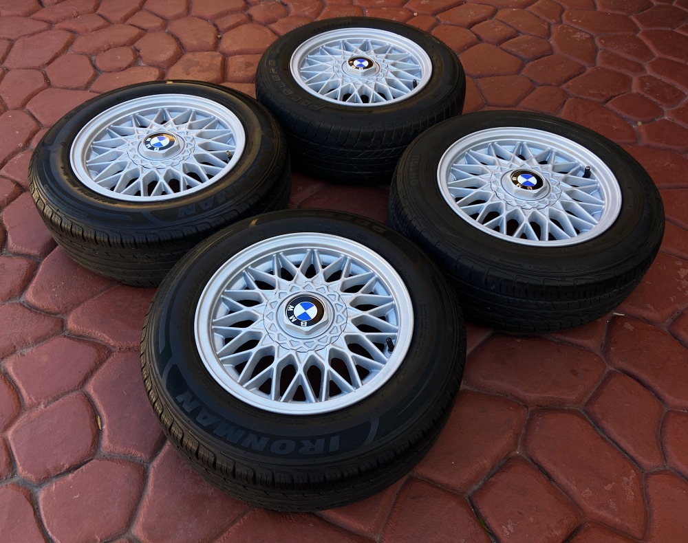 14" OEM BMW E30 BBS Basketweaves 4x100 w/ 185/60/14 Tires ...