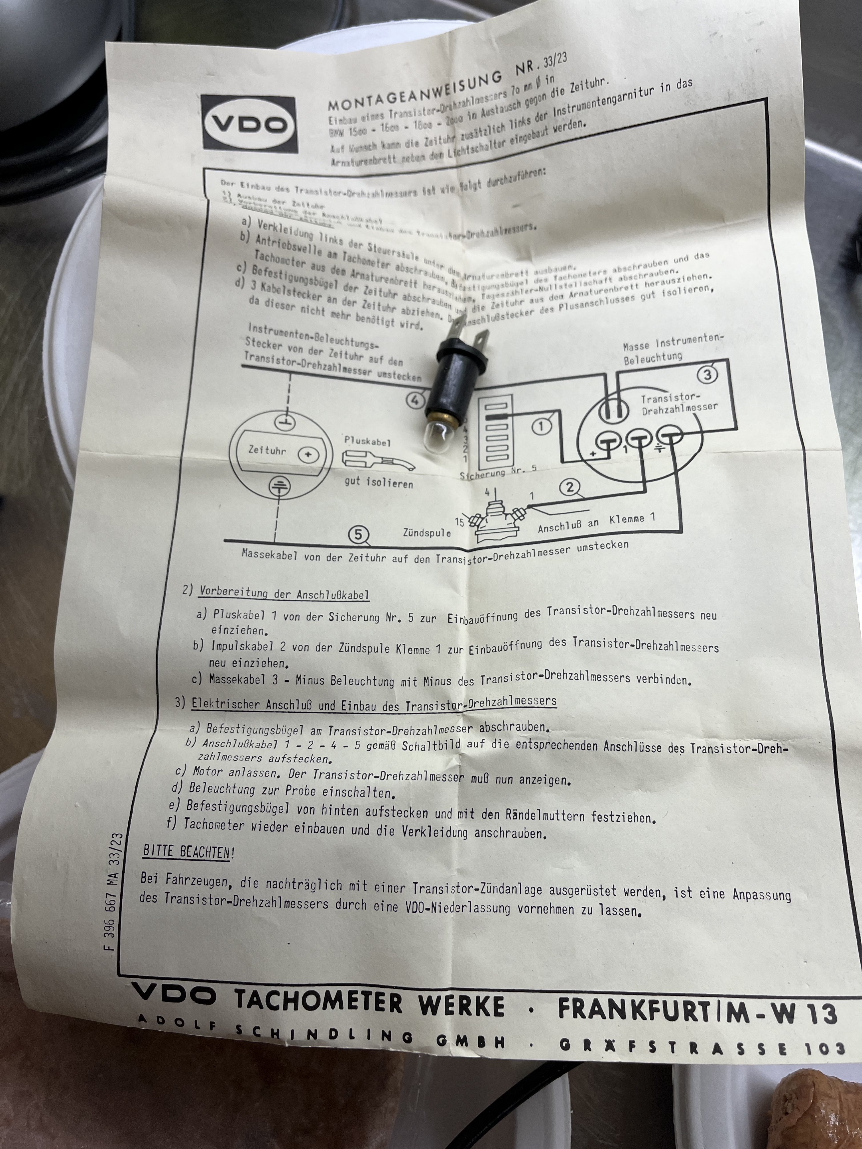 VDO accessory tachometer new old stock - Miscellaneous - 2002FAQ