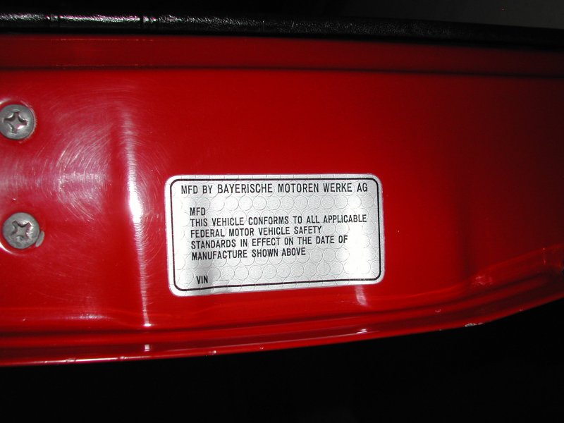 FMVSS Sticker Question |﻿ BMW 2002 and other '02