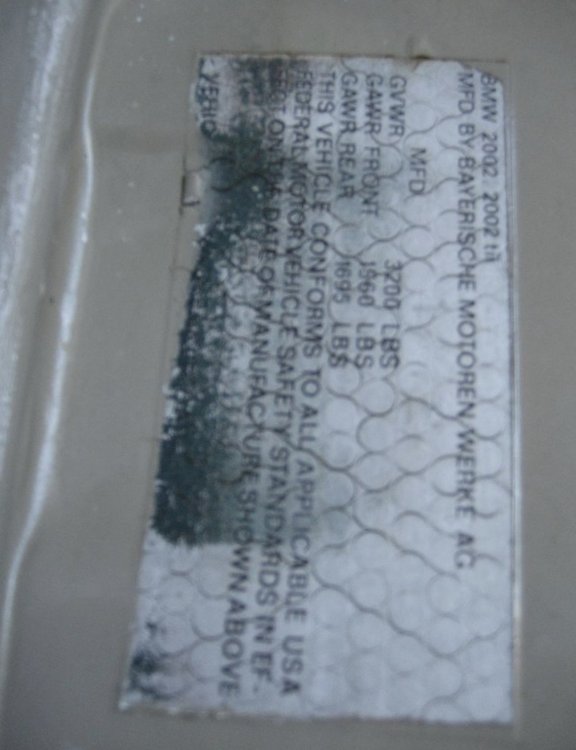 FMVSS Sticker Question |﻿ BMW 2002 and other '02