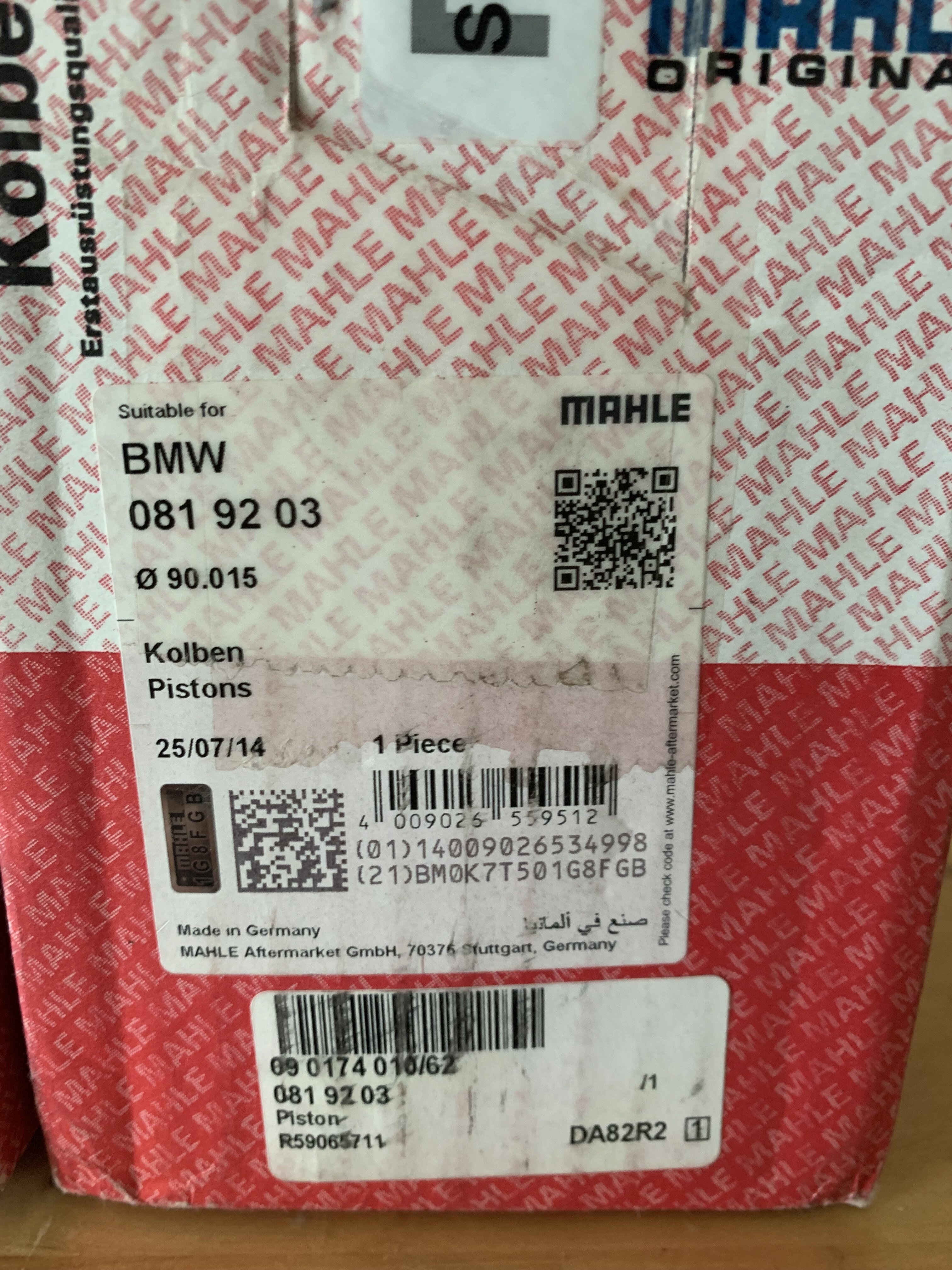 (2) BMW MAHLE 90mm 10/1 Pistons - Engine and Drivetrain - 2002FAQ