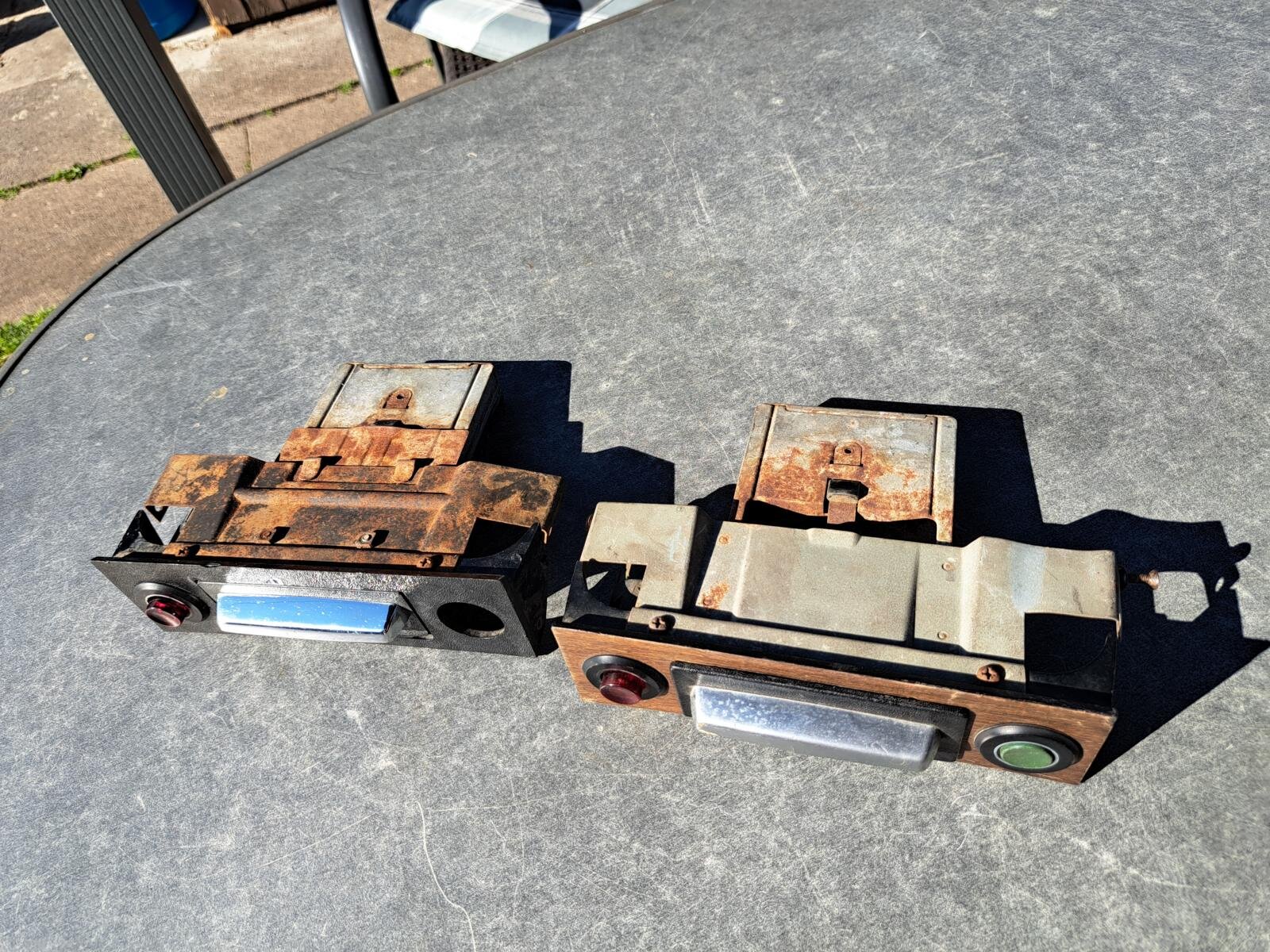 Ash trays w/ mounting frame and hazard switch, black & wood |﻿ Body and ...