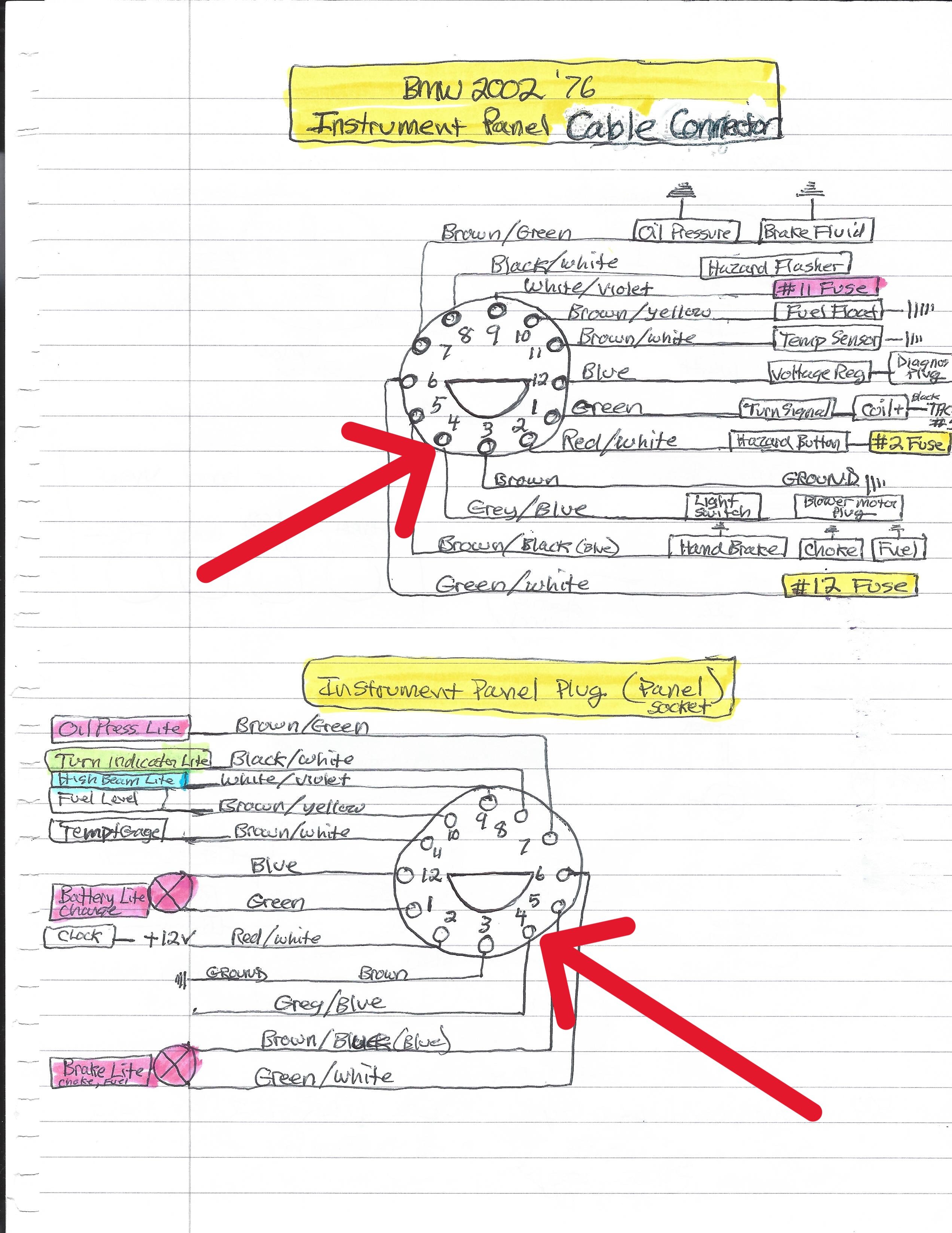 schematic for dash cluster plug |﻿ BMW 2002 and other '02