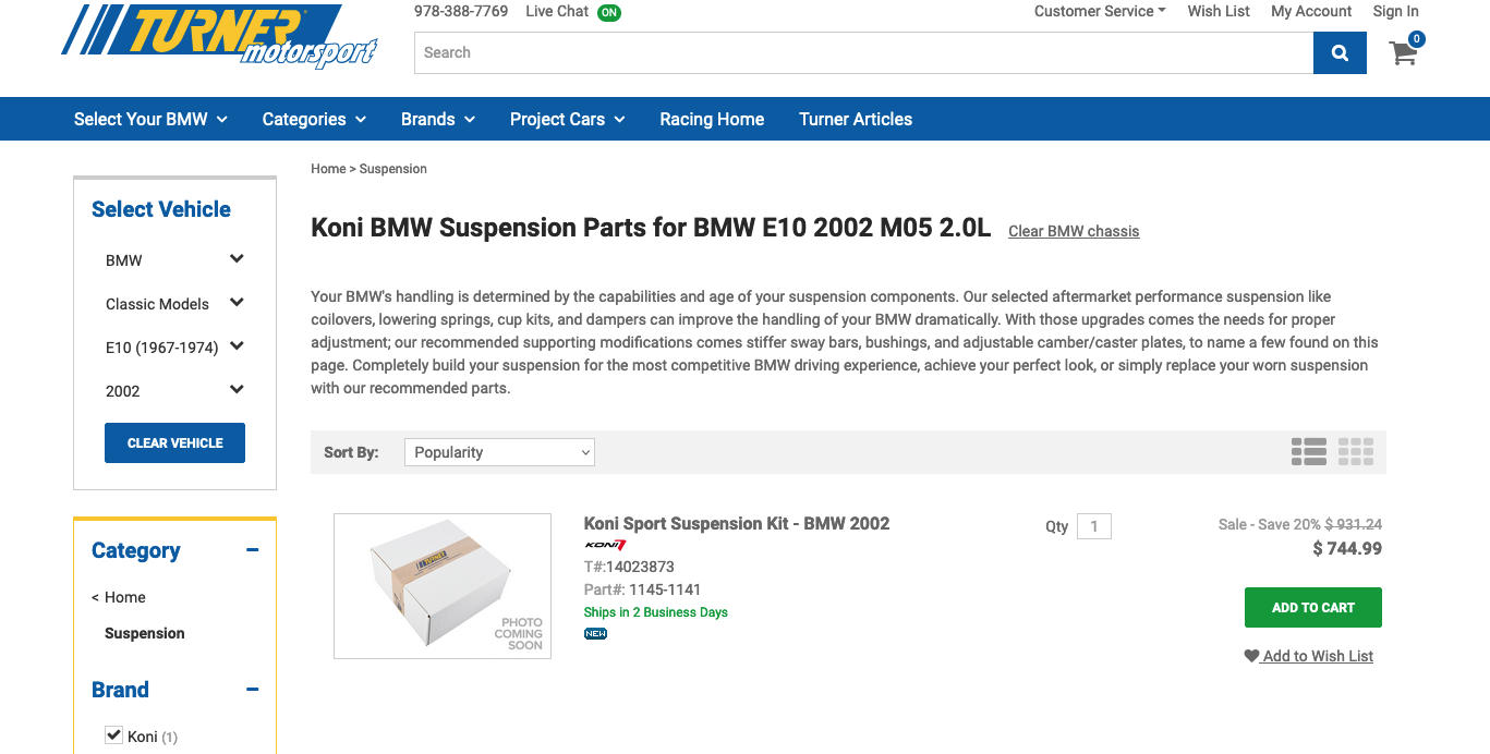 Koni suspension kits for 02 |﻿ BMW 2002 and other '02