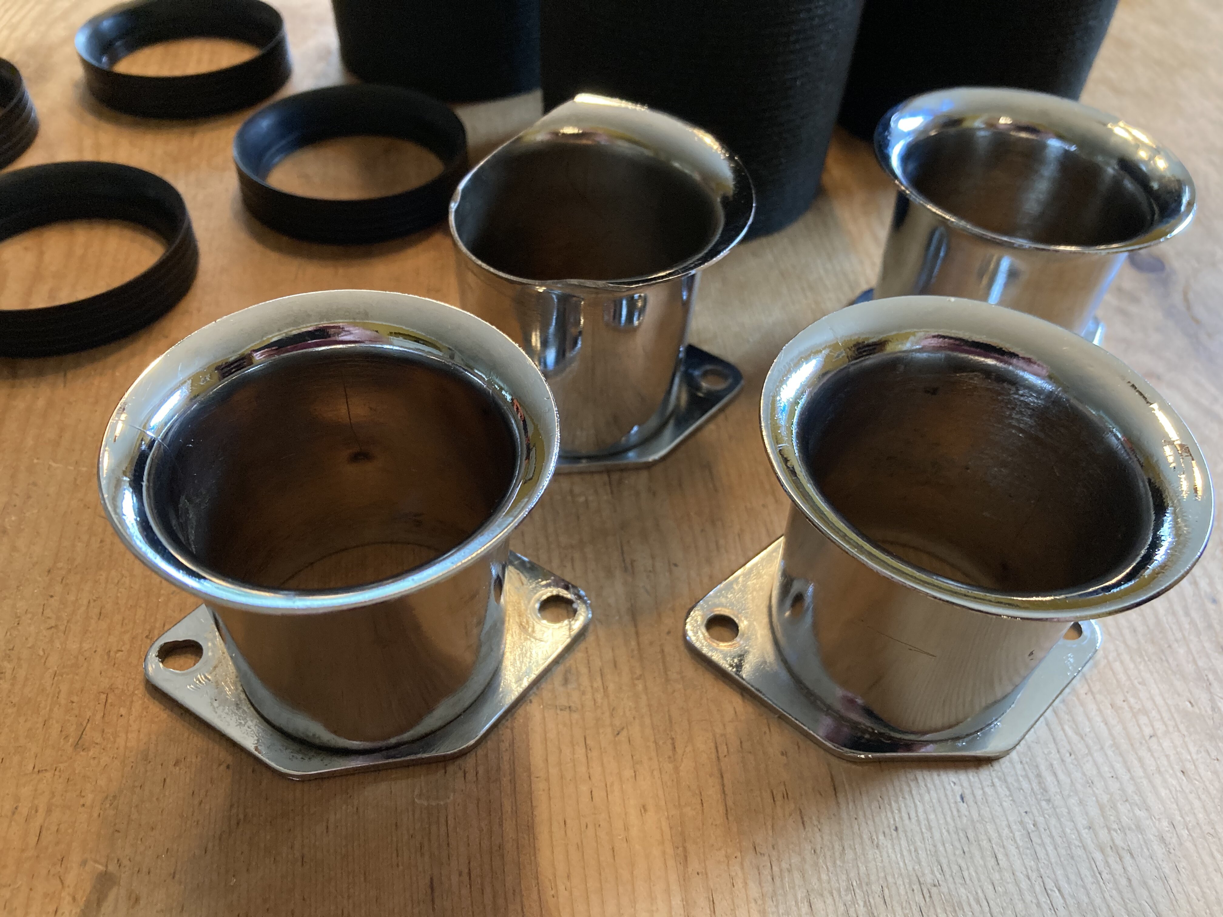 50mm bolt-on chrome velocity stacks for Weber DCOE 45 |﻿ Miscellaneous