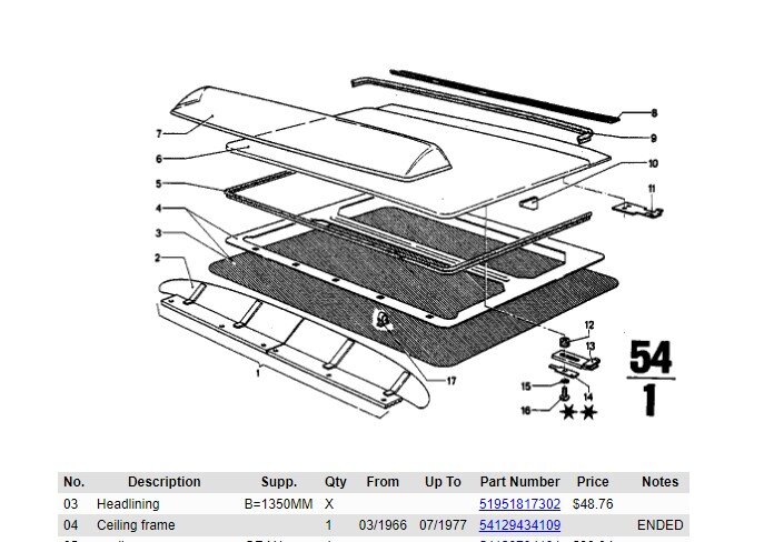 WTB Sunroof Ceiling Frame |﻿ BMW 2002 and other '02