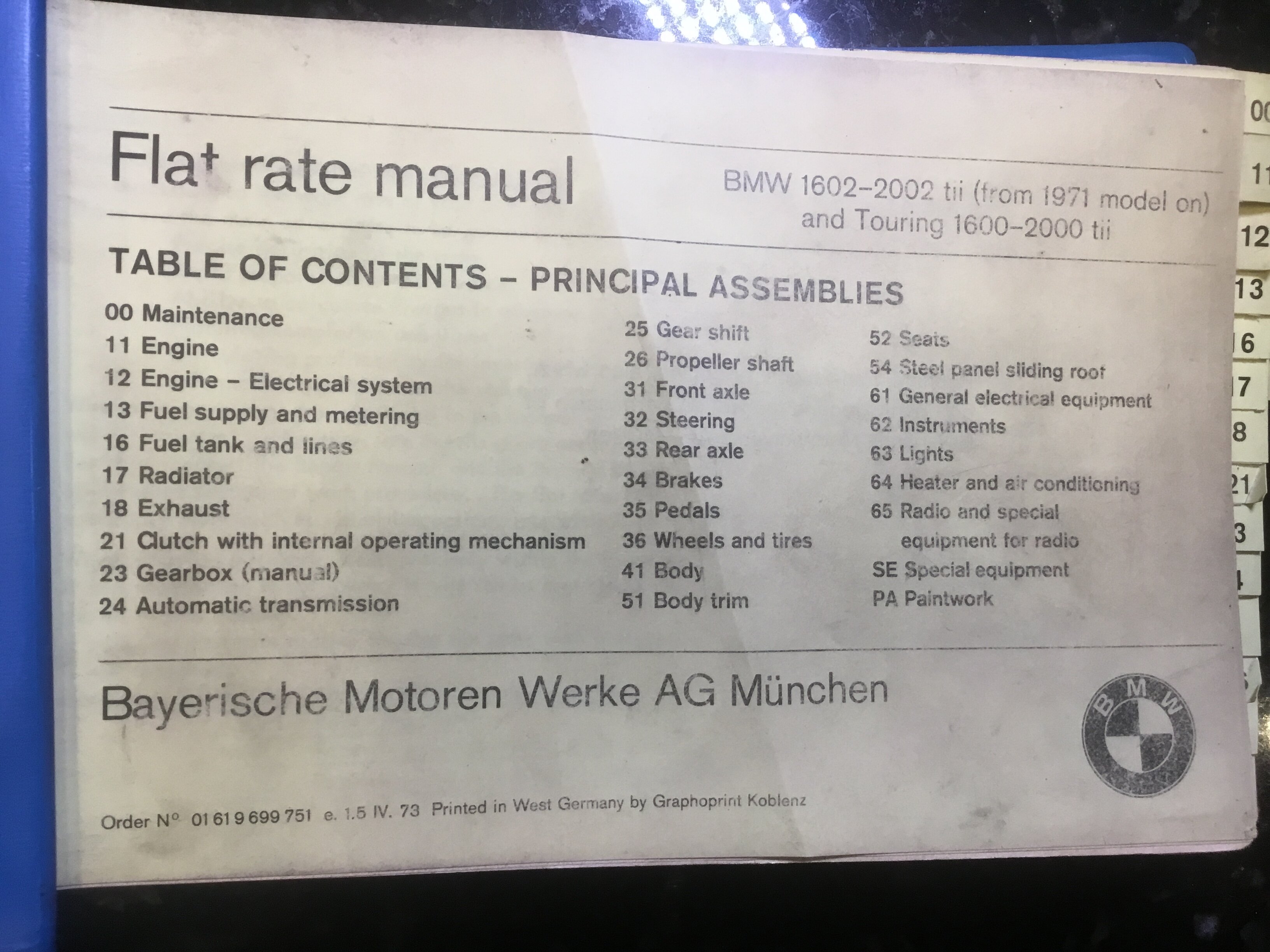 BMW Repair Manuals Book 1,2, with NOS Tabs + flat rate book ...