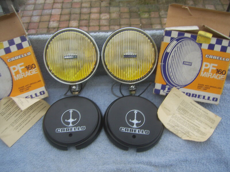 FS: NOS Carello Yellow Fog Lights + NOS Covers |﻿ Miscellaneous