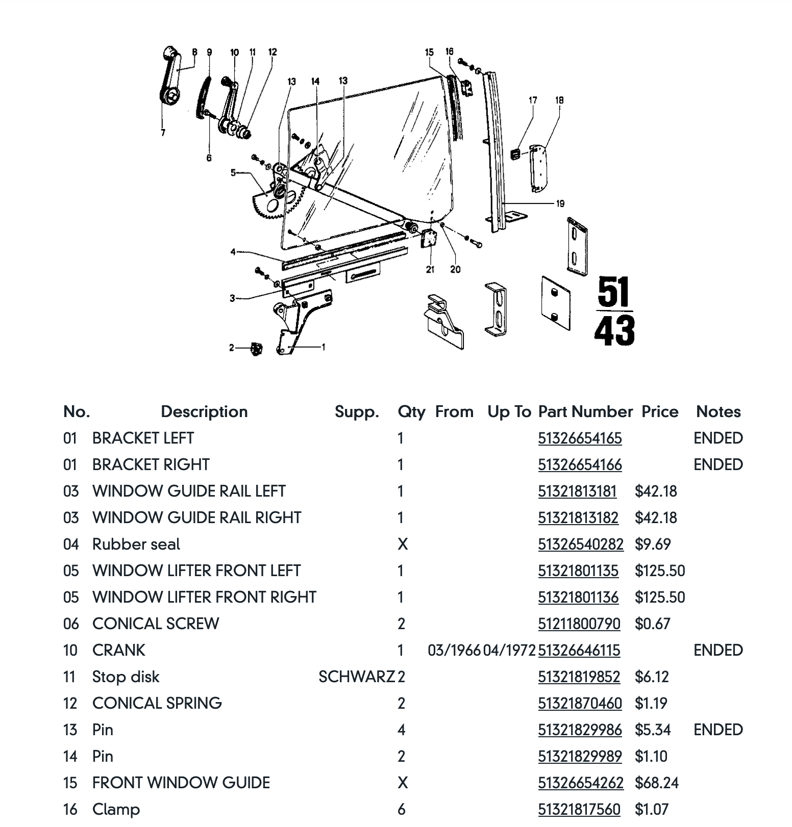 WTB Clamps that Hold the Door Window Channel Felt in Place - Parts ...