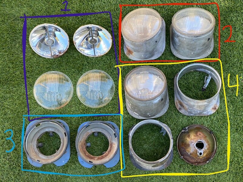 Various headlights - Cibie, Hella, Bosch, US & Euro buckets ...