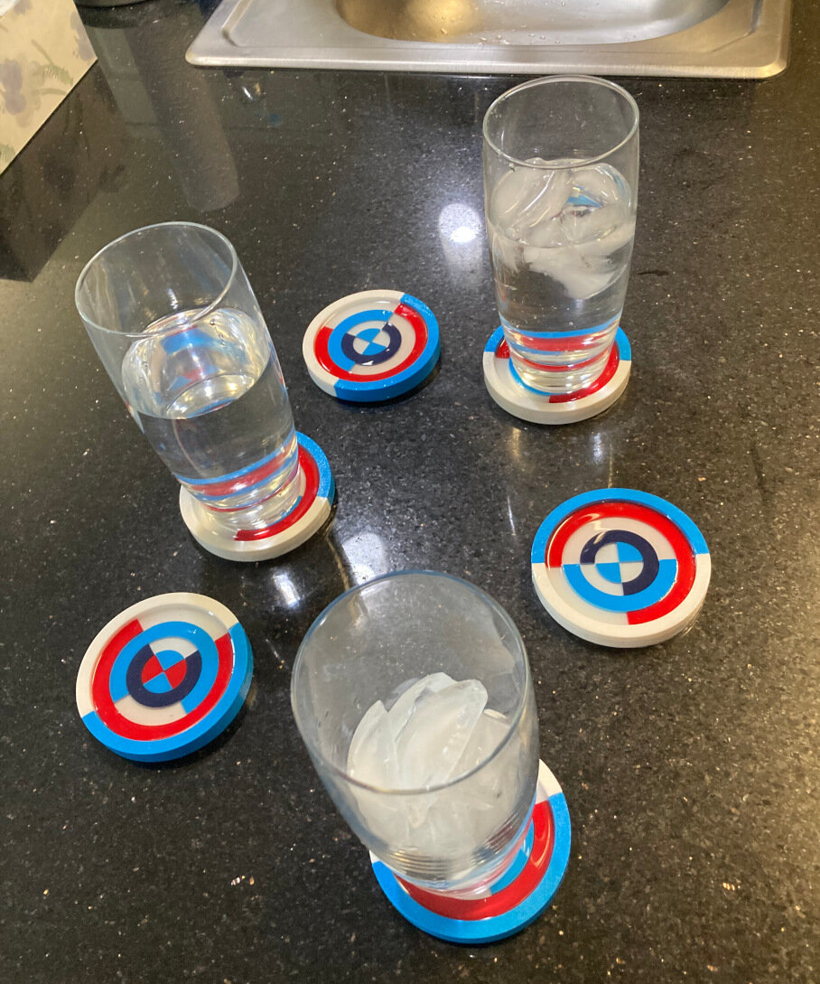 Decorative Coasters Based on BMW's ‘70s Motorsports Emblem |﻿ Miscellaneous