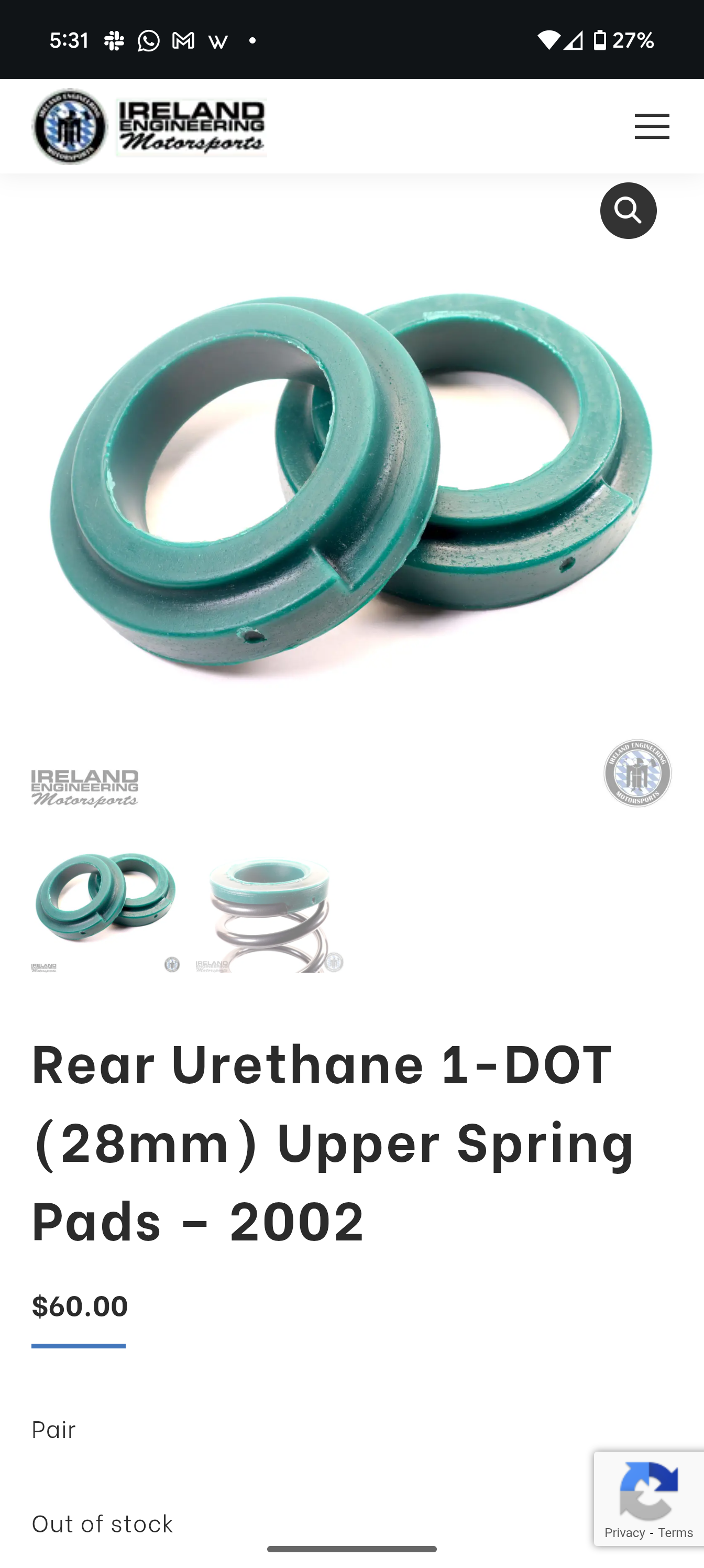 WTB: Ireland Engineering Urethane Rear (1 dot) Spring Pads |﻿ Parts Wanted