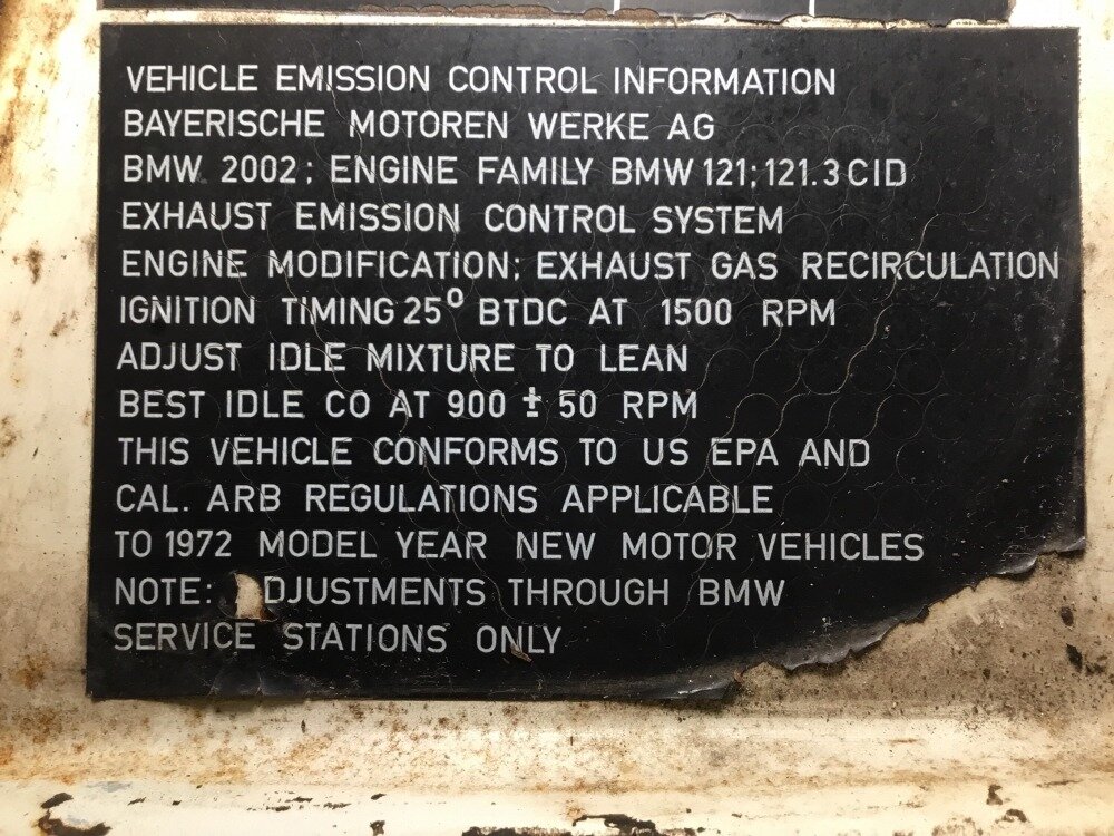 One Year Only, 1970 BMW 1600/2002 Emission Stickers - Miscellaneous ...