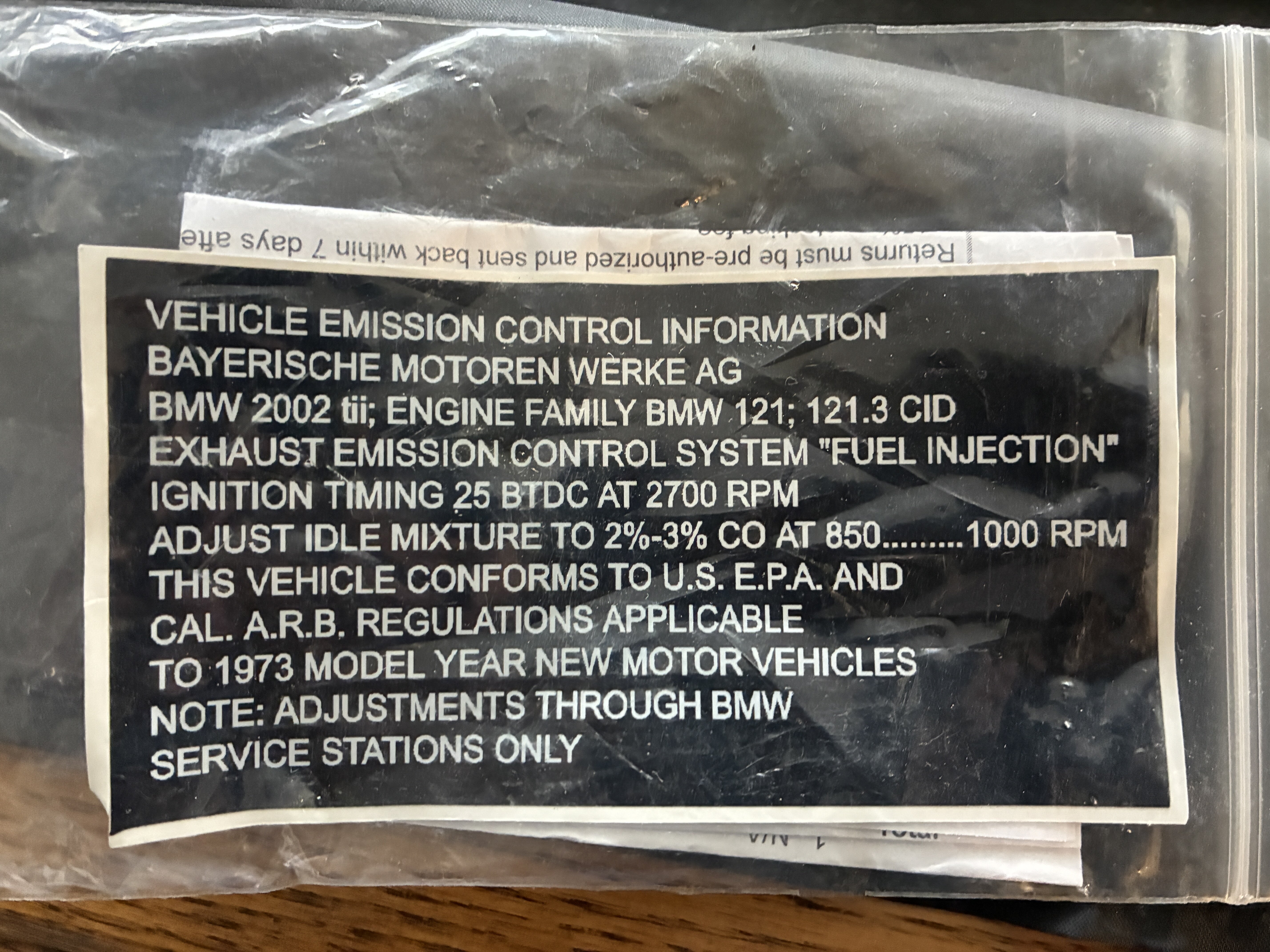 where is the FMVSS label on a 1974 2002 tii? |﻿ BMW 2002 and other '02