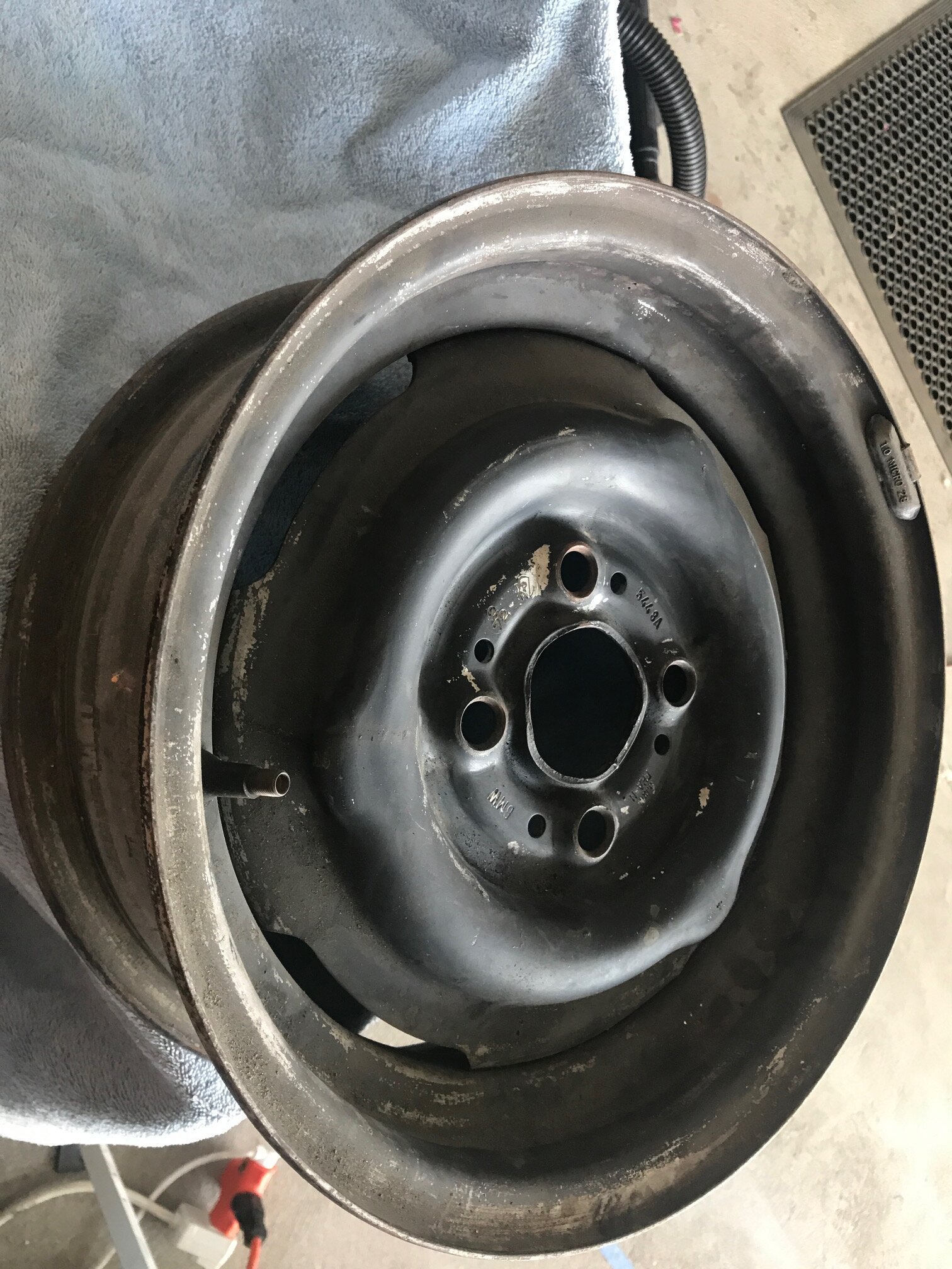 Early tii Steel Wheels, 5J x 13 Steelies, set of 4, all dated 2/72 ...