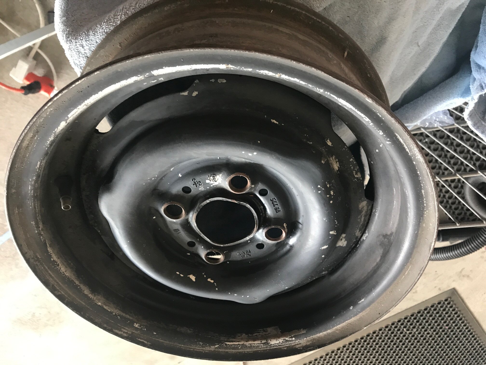 Early tii Steel Wheels, 5J x 13 Steelies, set of 4, all dated 2/72 ...